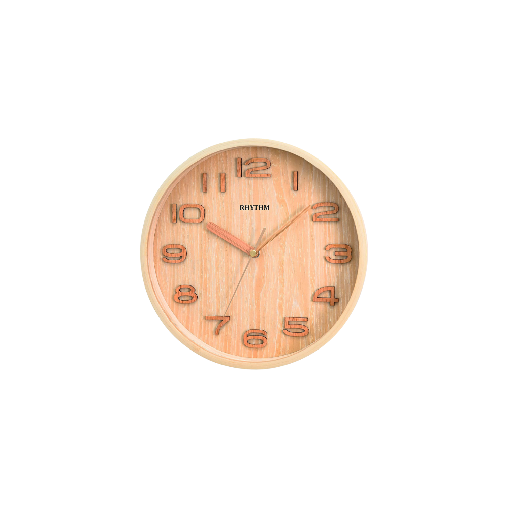 CMG144NR07 Wooden Wall Clock (3D Numerals, Silent Silky Move) Light ...